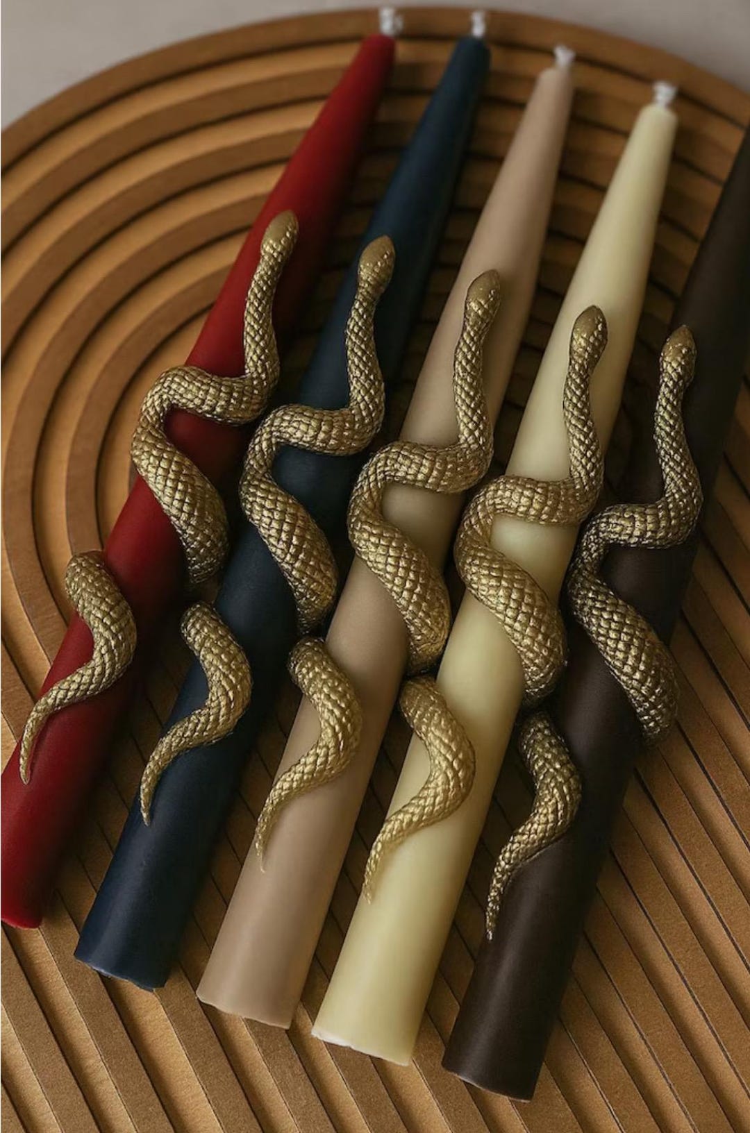 Snake Taper Candles | Hand-painted Gold & Silver Snake | Handmade Soy ...