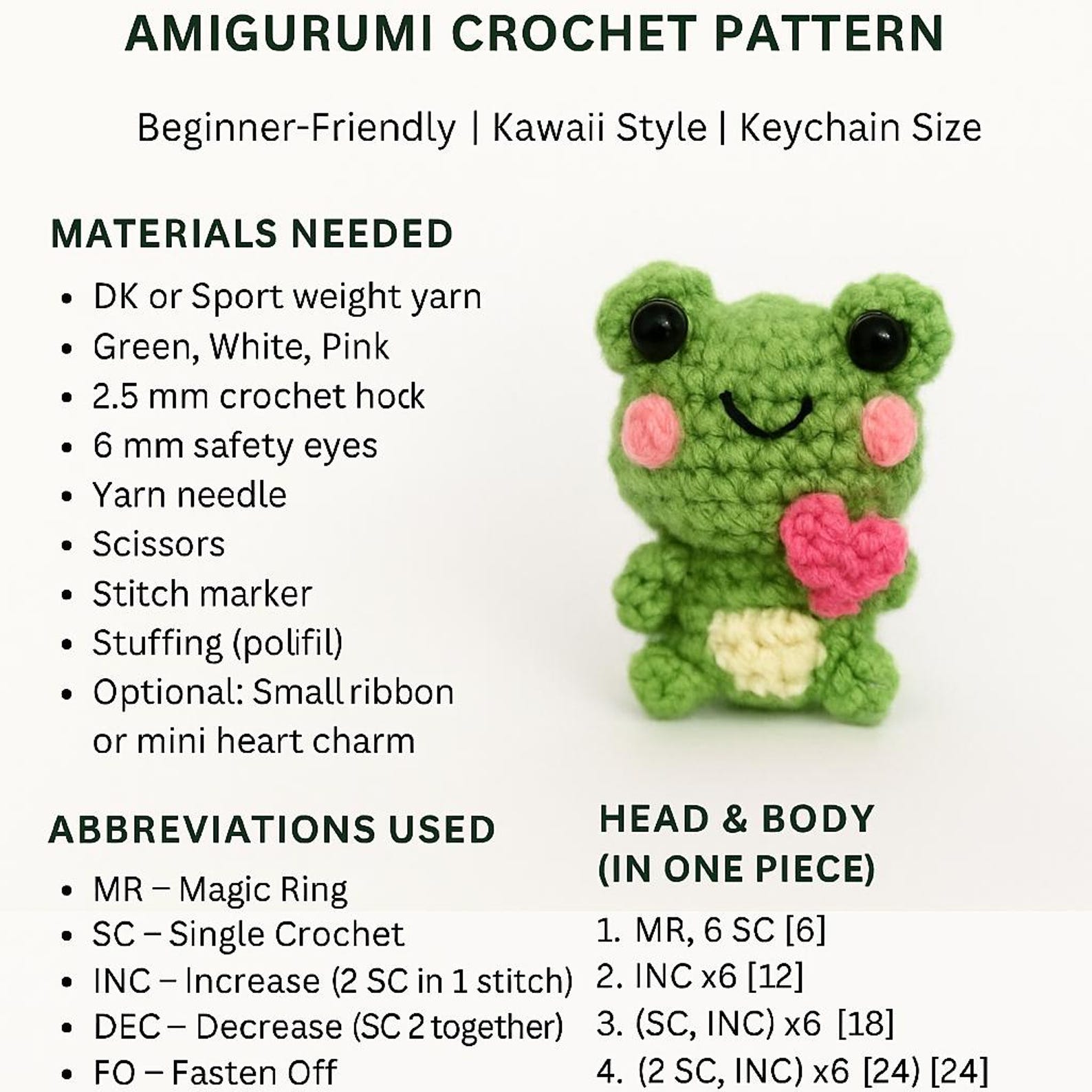 Mini Frog Keychain Crochet Pattern – Amigurumi PDF Tutorial – English ...