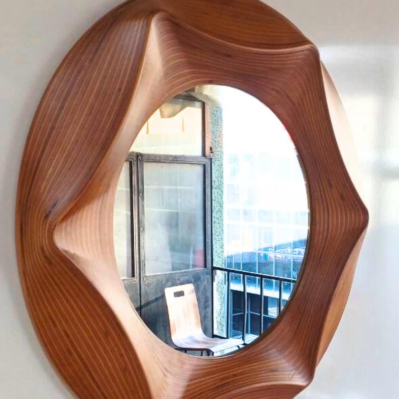 Birch Plywood Wavy Wall Mirror: Asymmetric Wooden Decorative Mirror - Etsy