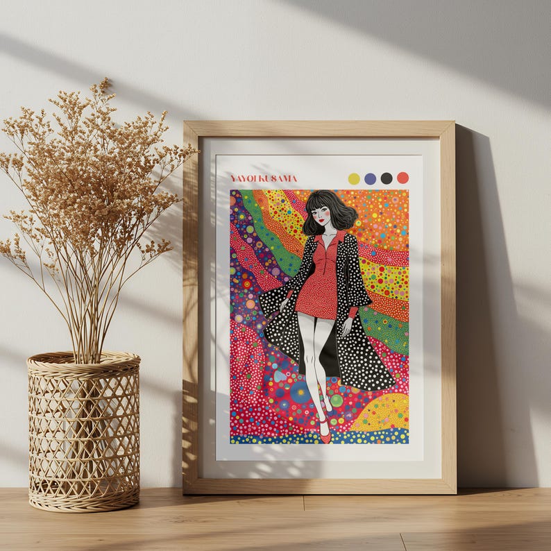 Yayoi Kusama Inspired Art Poster, Colorful Polka Dot Decor, Fashion ...