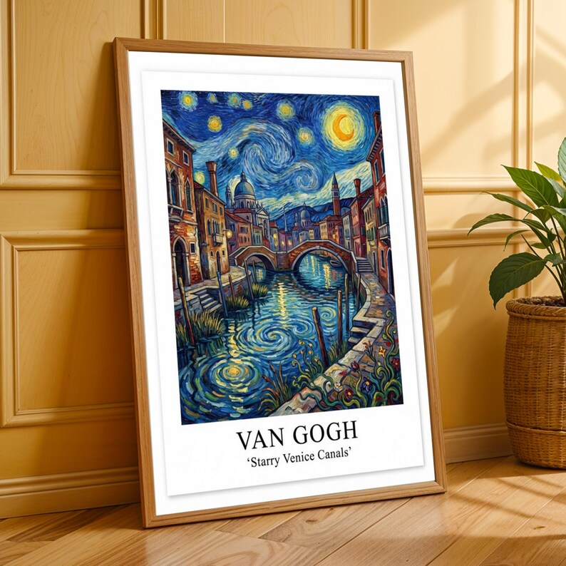 Vincent Van Gogh Starry Venice Canals – Blue and Yellow and Turquoise ...