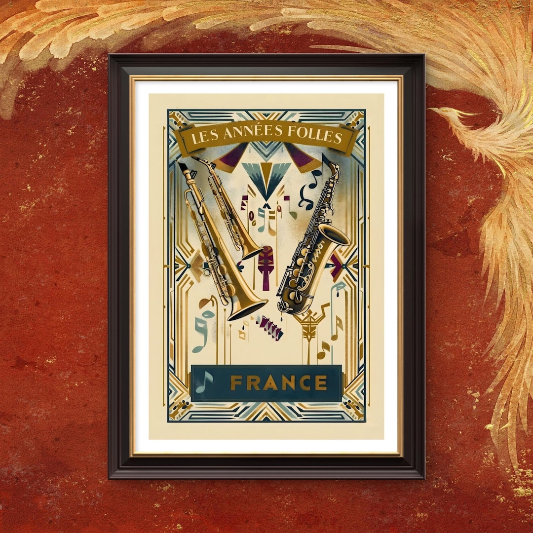 Cartaz francês do art deco do jazz de Les Années Folles, cópia da ...