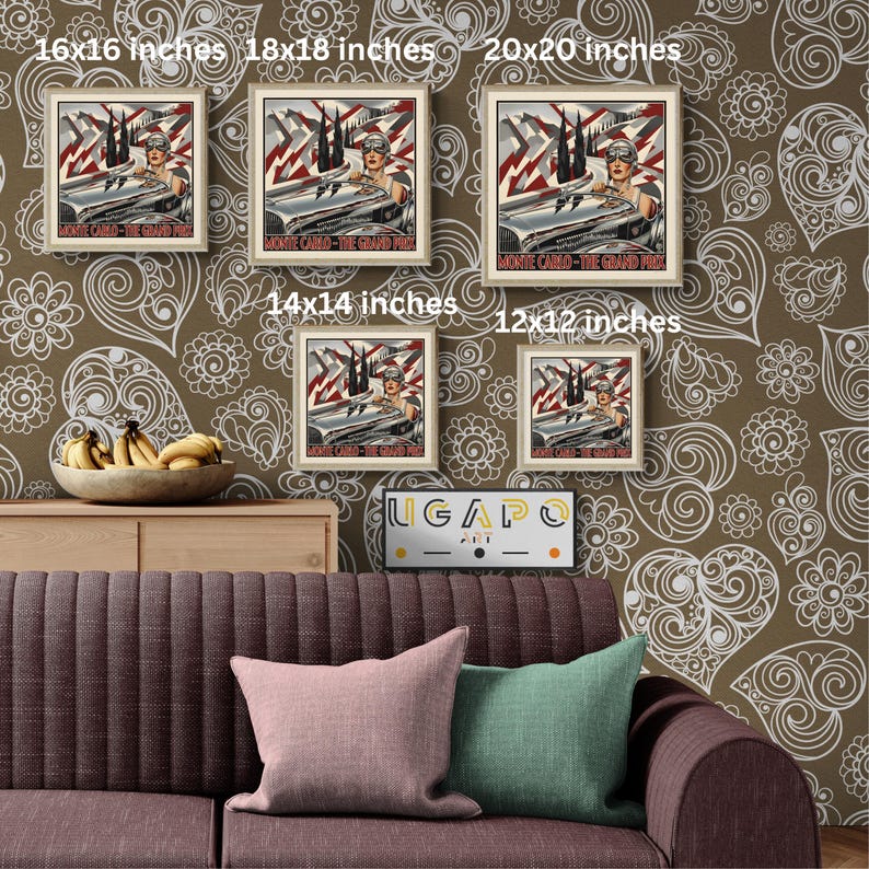 Art Deco Style Monte Carlo Grand Prix Vintage Automotive Poster - Etsy