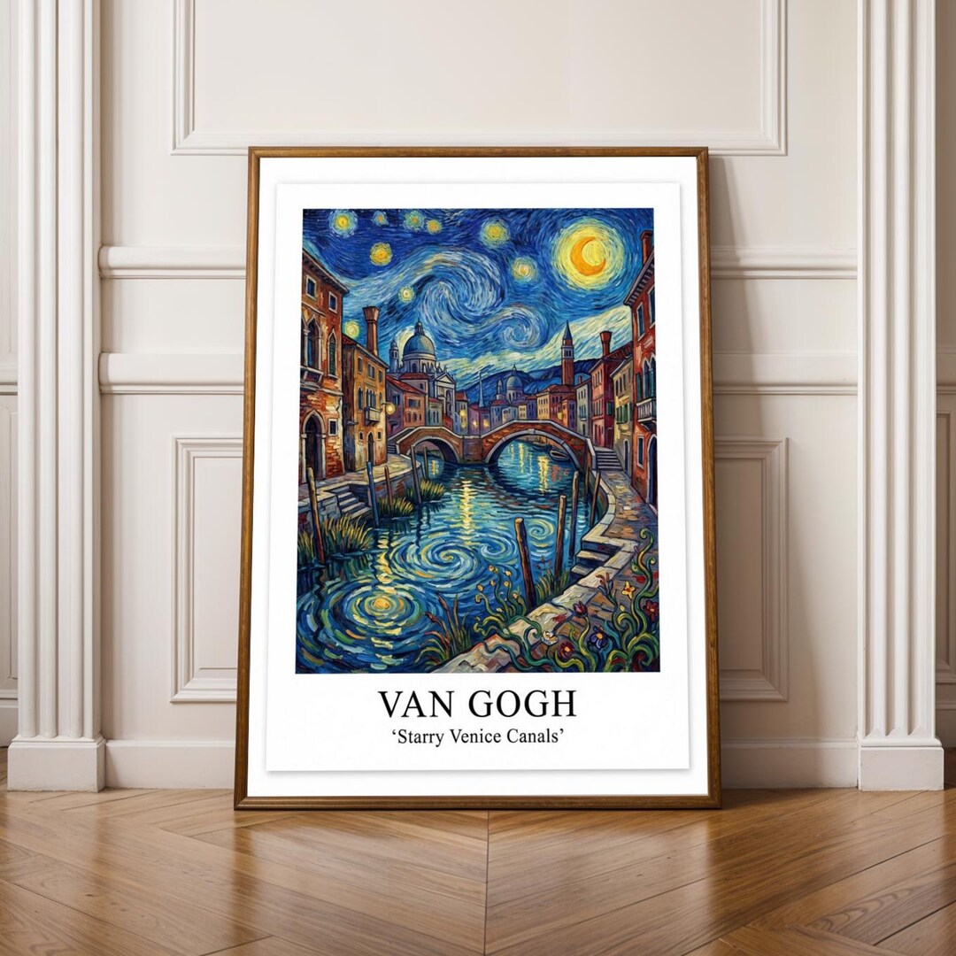 Vincent Van Gogh Starry Venice Canals – Blue and Yellow and Turquoise ...