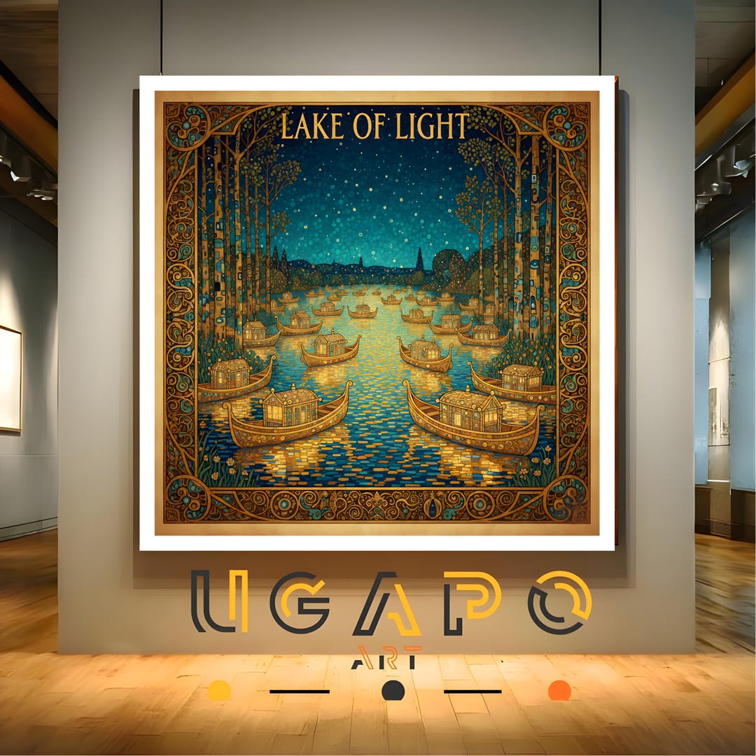 Gustav Klimt Inspired Lake of Light Celestial Art Nouveau Poster - Etsy