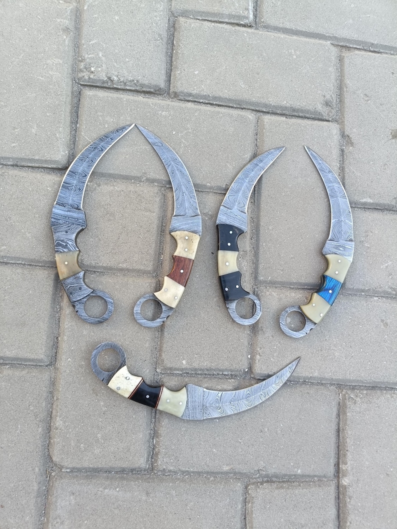 Hand Forged Damascus Steel Karambit Knife, Custom Handle - Etsy