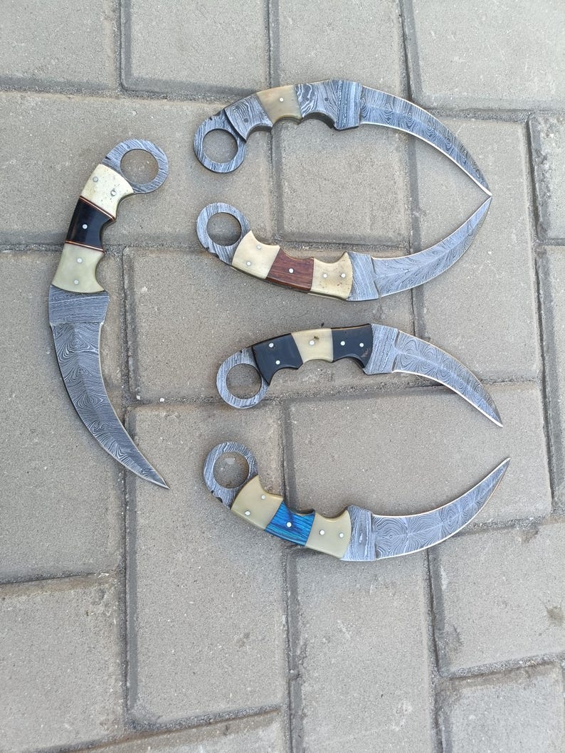 Hand Forged Damascus Steel Karambit Knife, Custom Handle - Etsy