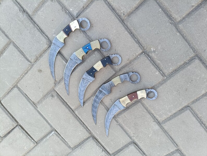 Hand Forged Damascus Steel Karambit Knife, Custom Handle - Etsy