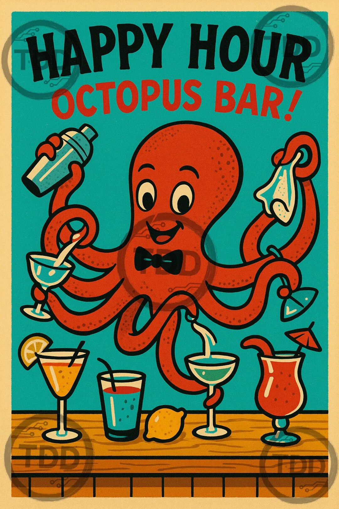 Retro Tiki Bar Animal Prints: Mid-century Modern Wall Art (PNG Download ...