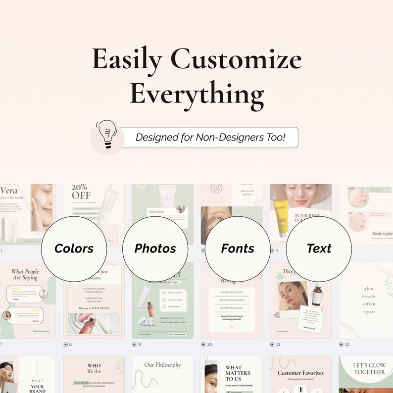 Minimal Canva Templates for Skincare Brands | Glow Core Social Media ...