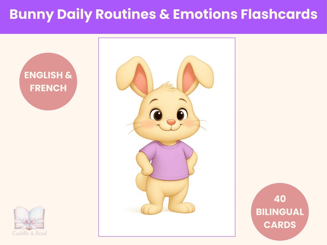 Bilingual Bunny Flashcards English–french | Daily Routine & Emotions ...
