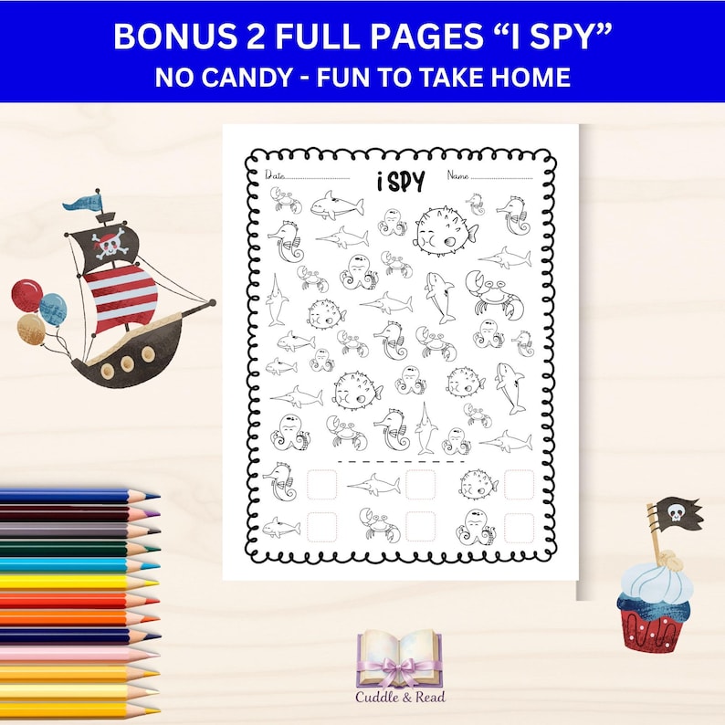 Pirate Activity Placemat: Toddler Birthday Party Favor, Maze, I Spy ...