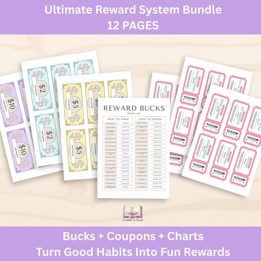 Ultimate Reward System Bundle for Kids Printable Reward Bucks Coupons ...