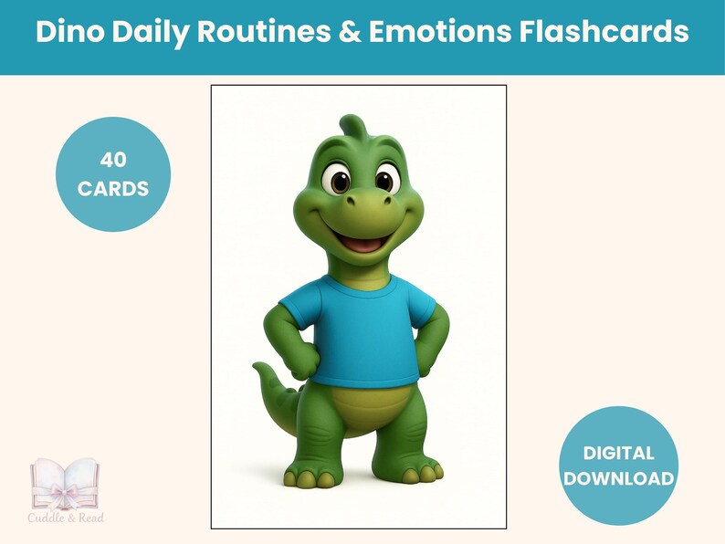 Dinosaur Daily Routine & Emotions Flashcards | 40 Printable Cards for ...