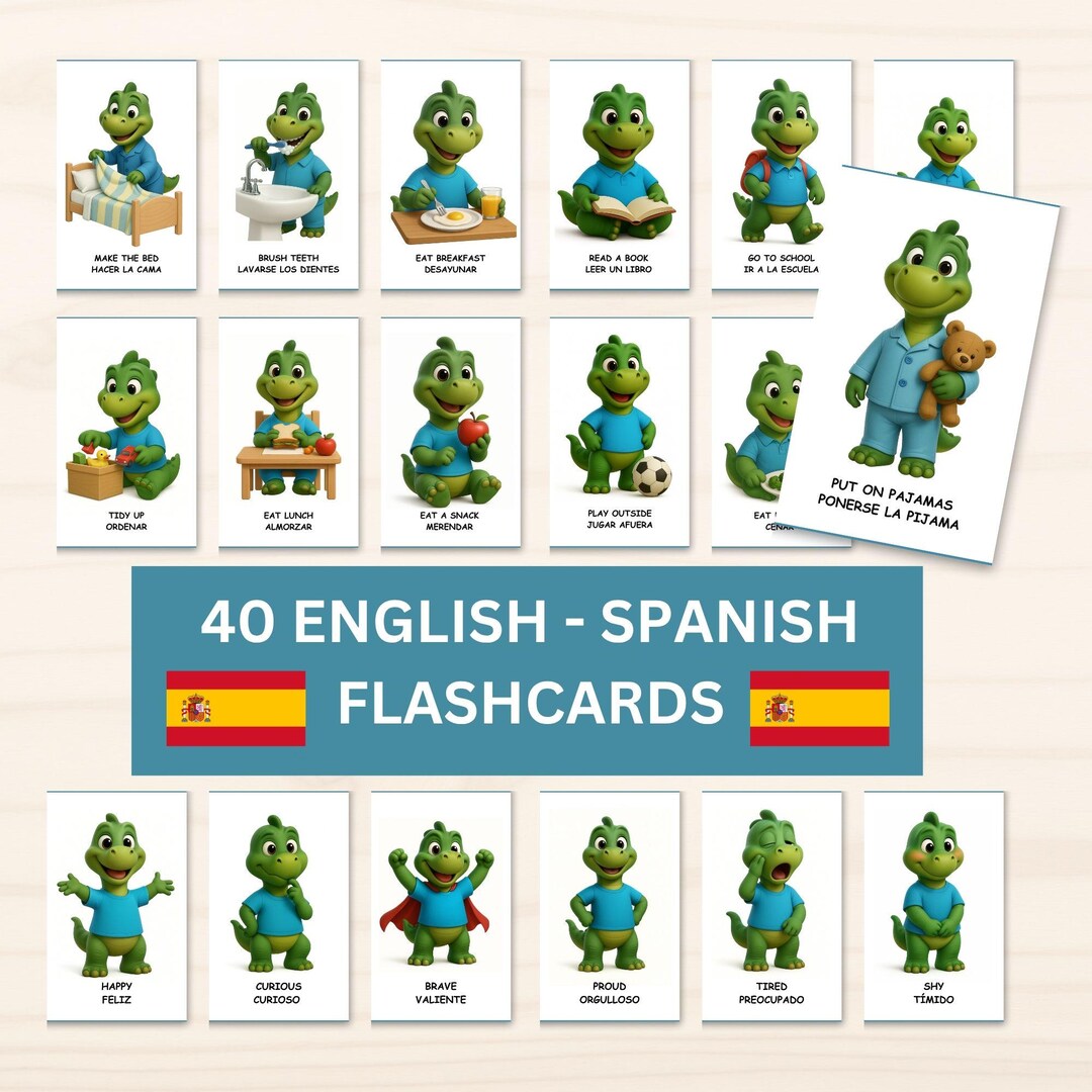 English Spanish Daily Routine Bilingual Flashcards for Toddlers ...