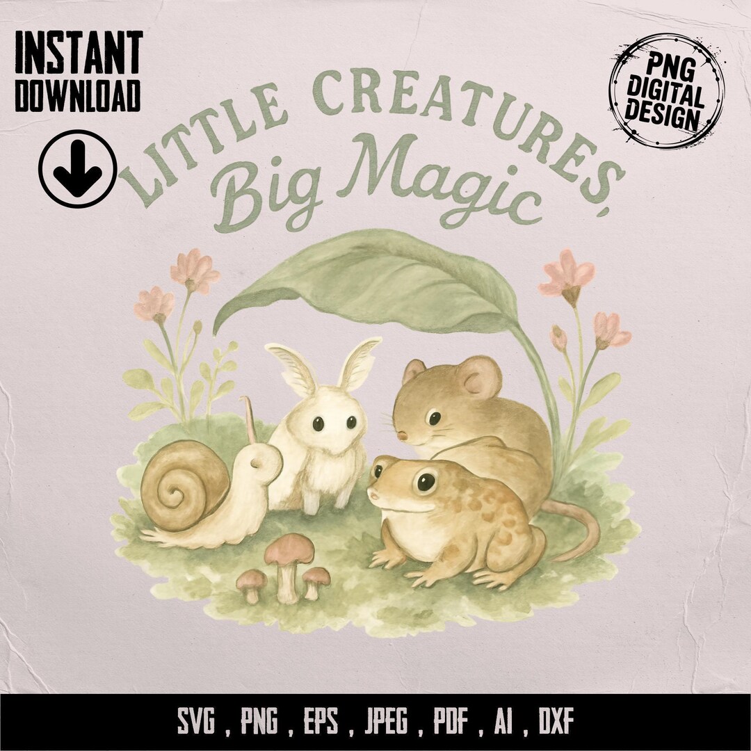 Cute Woodland Animal Clipart - Frog, Bunny, Mouse, Snail Set - Etsy