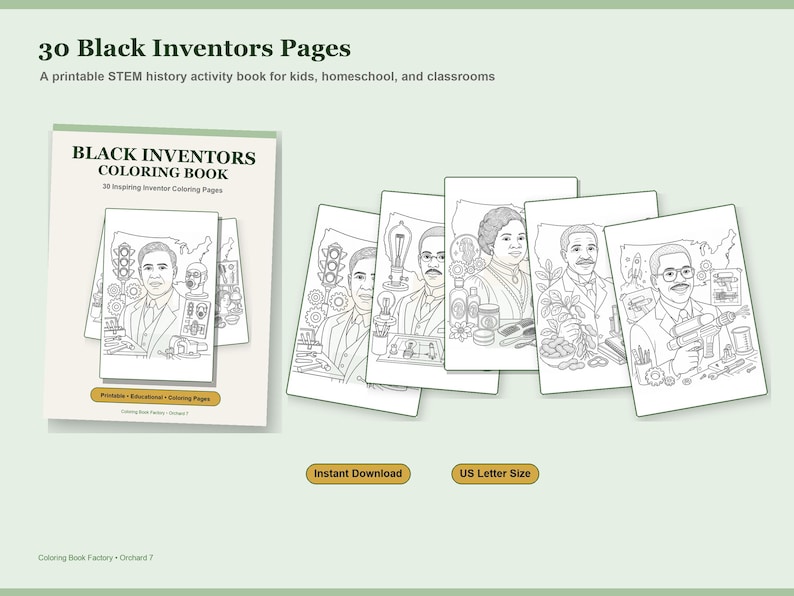 Black Inventors Coloring Pages | 30 STEM Innovators for Kids (digital ...