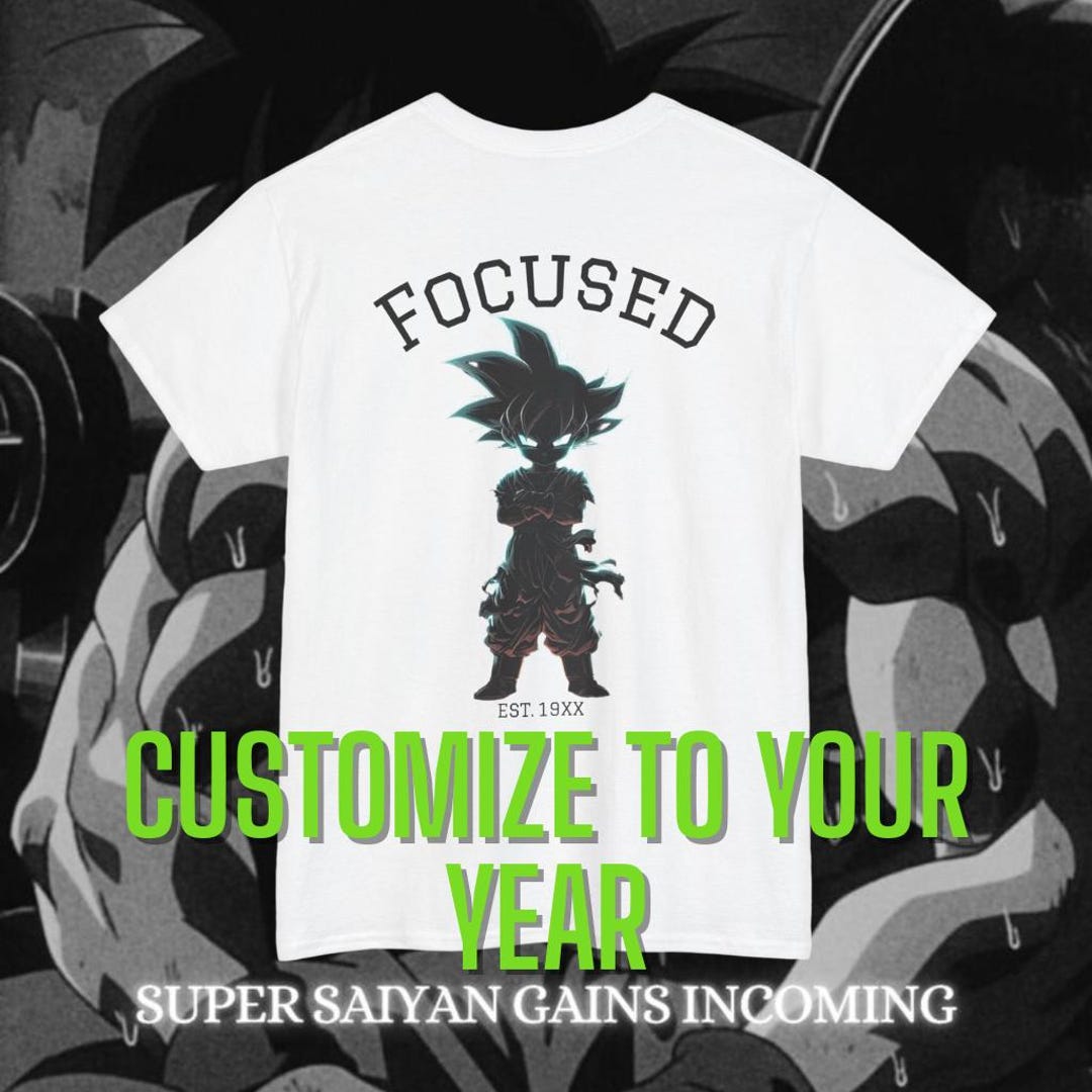 Anime Gym Shirt, Customizable EST Year Goku Dragon Ball Z Tee, Unisex ...