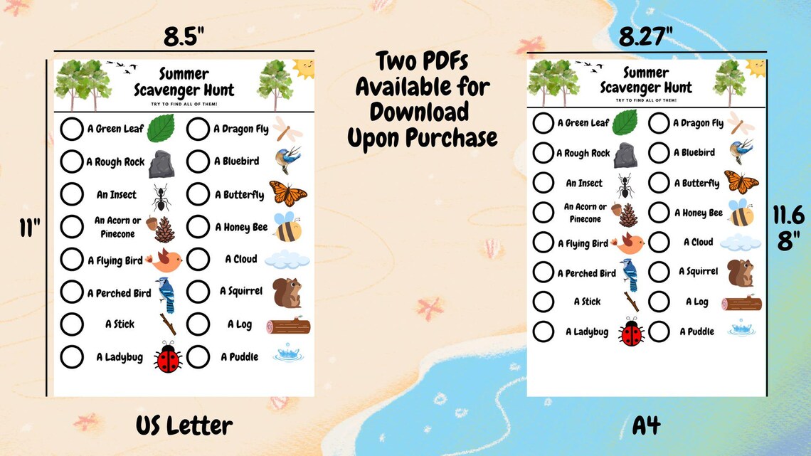 Summer Scavenger Hunt Printable – Outdoor Nature Walk Activity for Kids ...