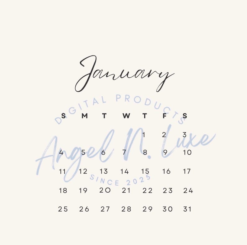 January 2026 Calendar Cake Topper – Printable Birthday or Event Decor ...