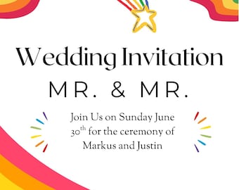 New Pastel Pride Wedding Invitation Template | LGBTQ+ Inclusive Canva ...