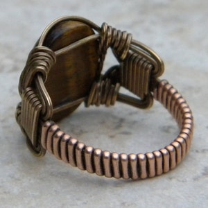 Tiger's Eye Ring, Tiger's Eye Vintage Copper Ring, Tigers Eye Gemstone ...