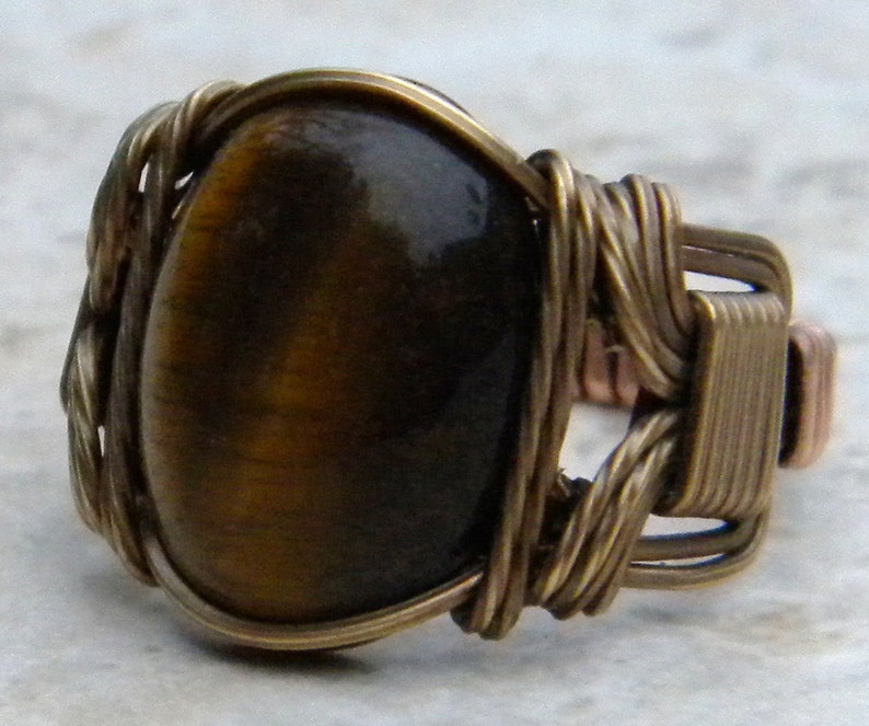 Tiger's Eye Ring Tiger's Eye Vintage Copper Ring - Etsy