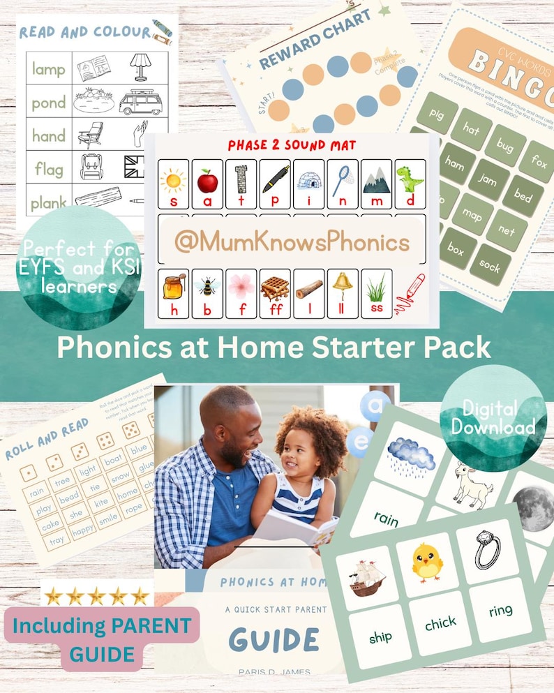 Printable Phonics Activities | Early Reading Games, Homeschool (digital ...