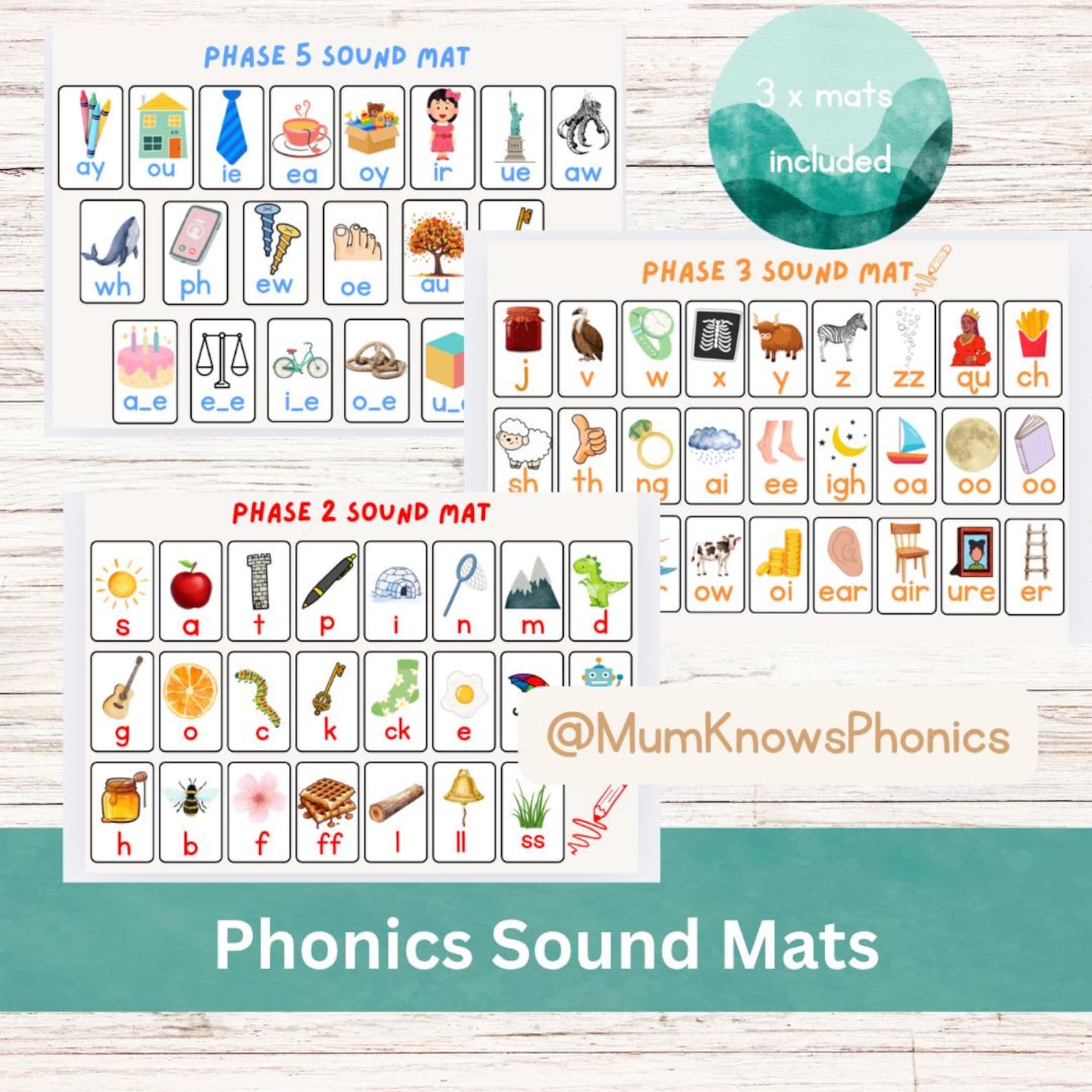 Phonics Sound Mats | Phase 2, 3, 5 | EYFS Literacy (PDF) - Etsy