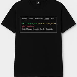 Funny Programmer Shirt, Developer Gift, VS Code Git Terminal Tee, Eat Sleep Commit Push, Coding ...