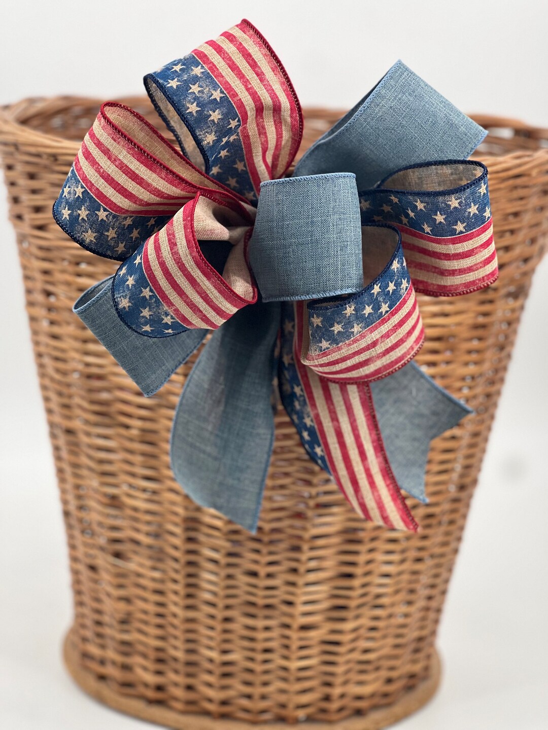Patriotic Bow | Bow for Decorating | Bow for Wreath | Pre-made Bow ...