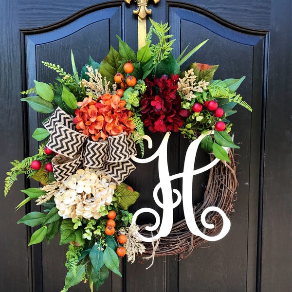Fall Monogram Wreath - Etsy