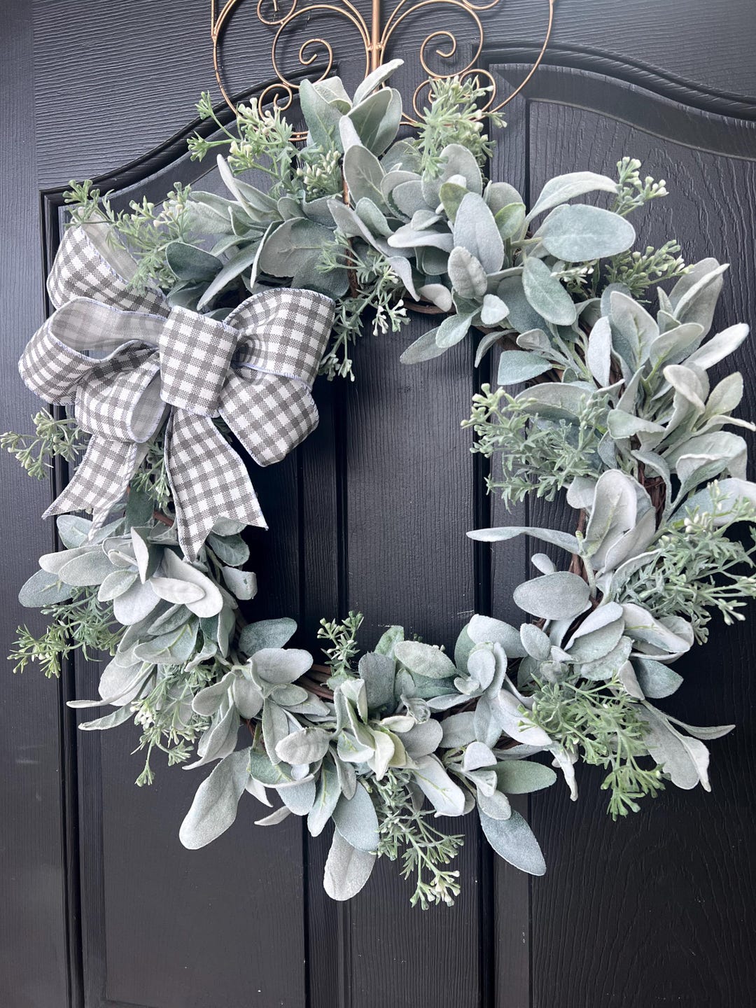 French Country Door Wreath | Lambs Ear Wreath | Farmhouse Wreath ...