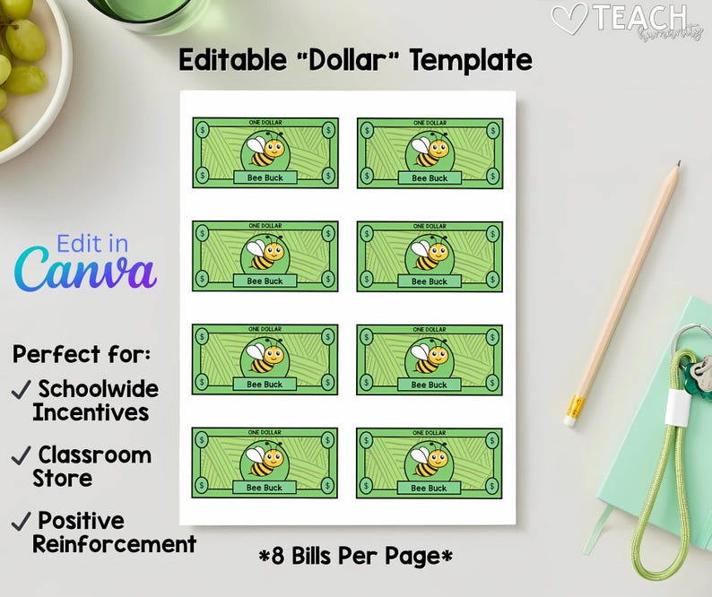 Editable Classroom Currency | Positive Reinforcement Reward System ...