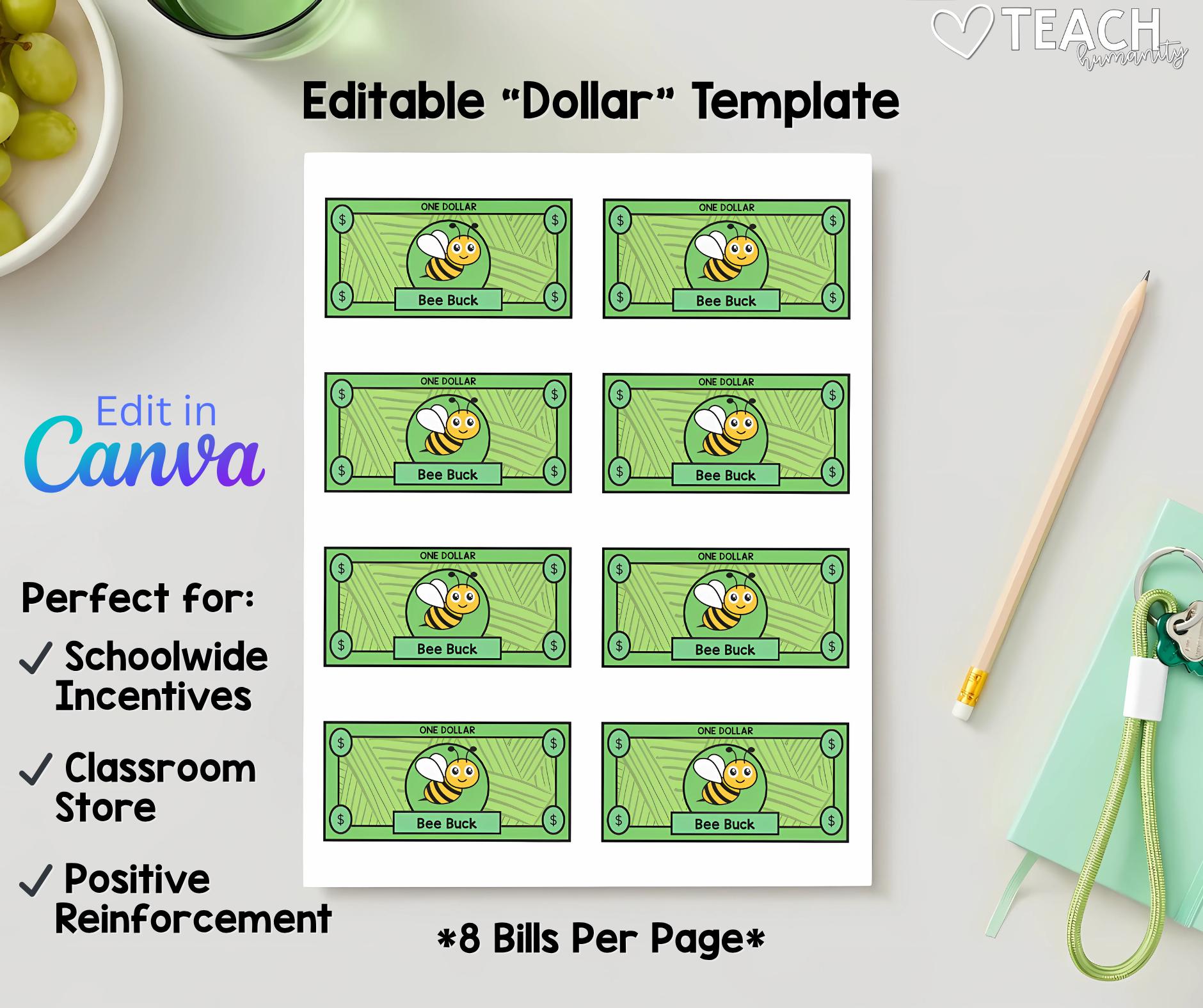 Editable Classroom Currency | Positive Reinforcement Reward System (canva Template) - Etsy
