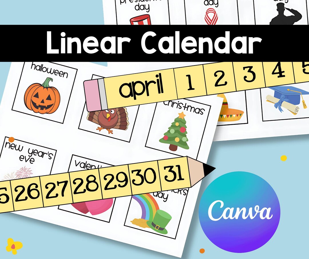 Pencil-themed Linear Calendar With Visual Icons | SPED & Primary ...