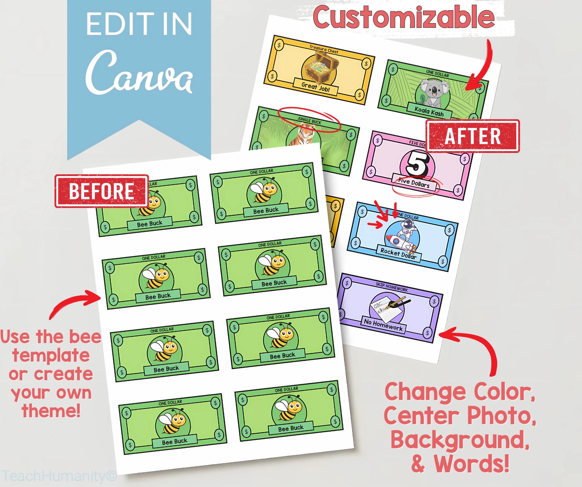 Editable Classroom Currency | Positive Reinforcement Reward System ...