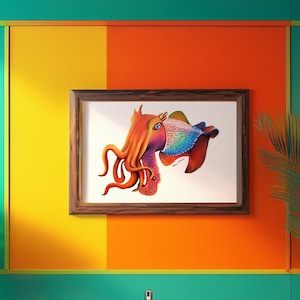 Digital Download Cuttlefish Art | Sea Creatures Collection - Etsy