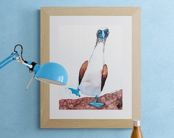 Colorful Blue-footed Booby Print | Blue-footed Booby Poster | Colorful ...