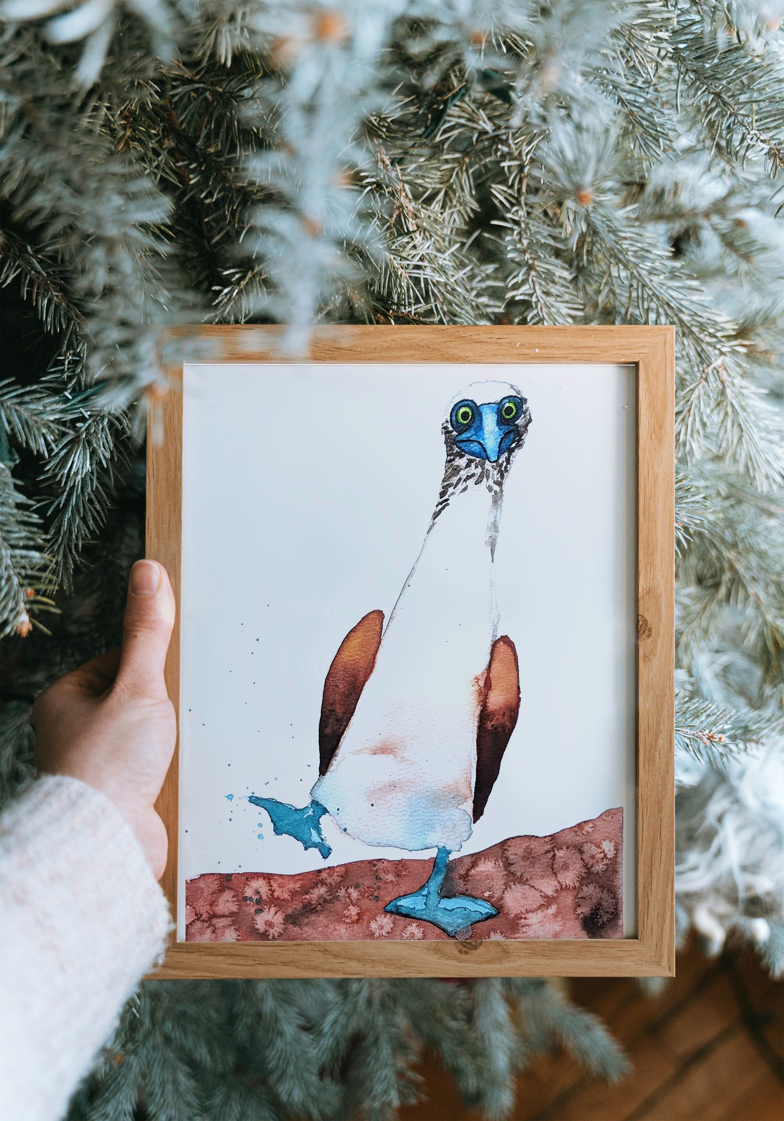 Blue-footed Booby Watercolor Art Print – Quirky Bird Lover Gift, Ocean ...