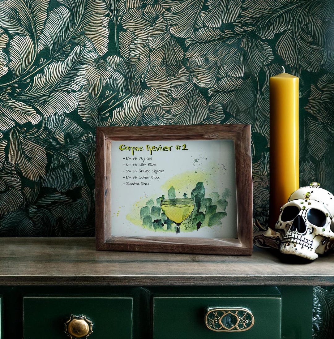 Corpse Reviver Watercolor Illustrated Cocktail Recipe | Expressionist ...
