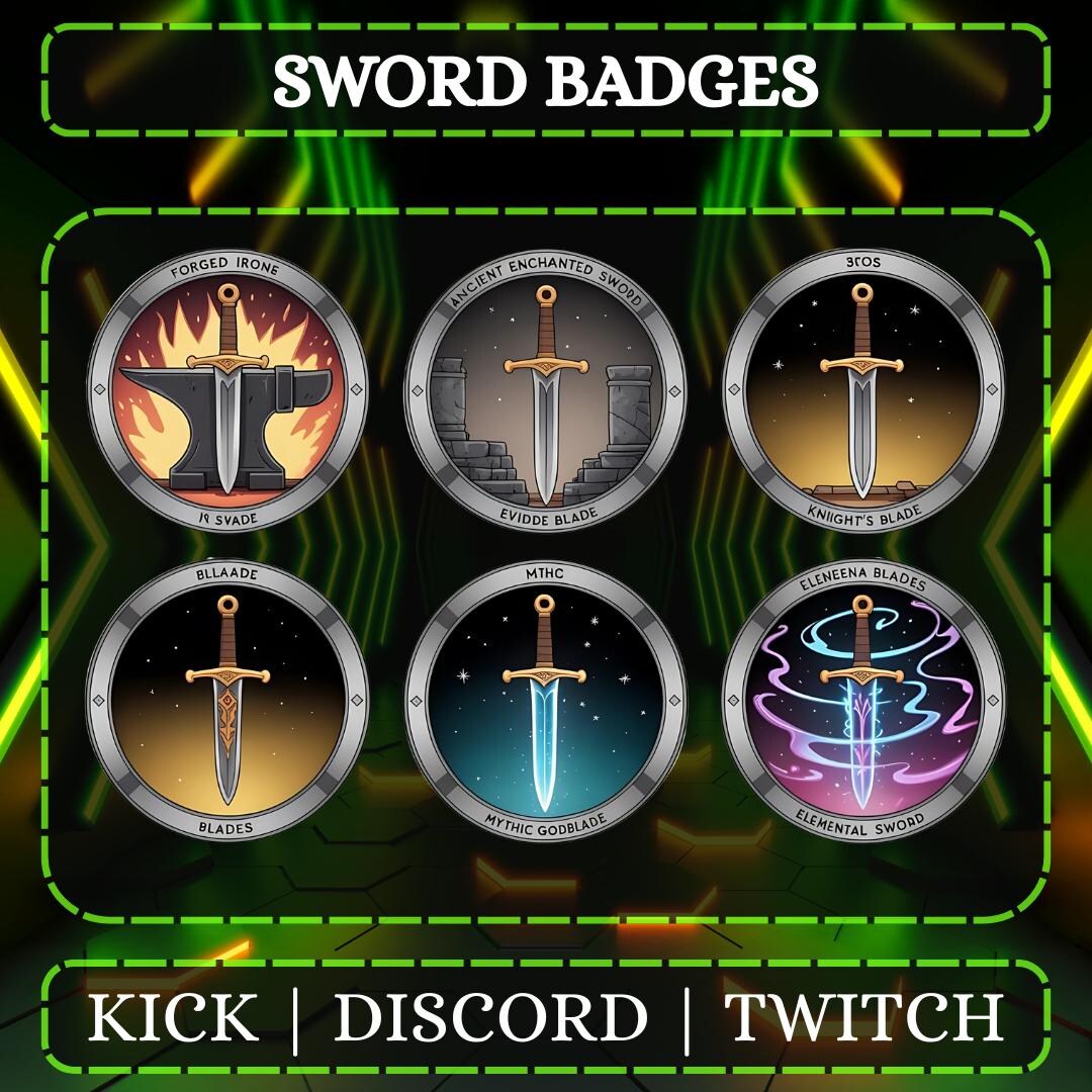 Sword Sub Badges | Twitch Sub & Bit Badges | Weapon Themed Badges ...