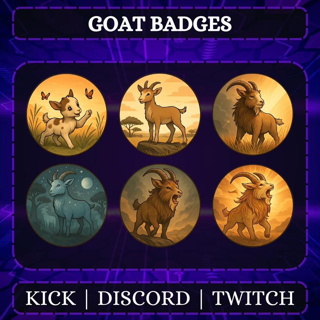 6x Goat Sub Badges for Twitch | Animal-themed Subscriber Badge ...