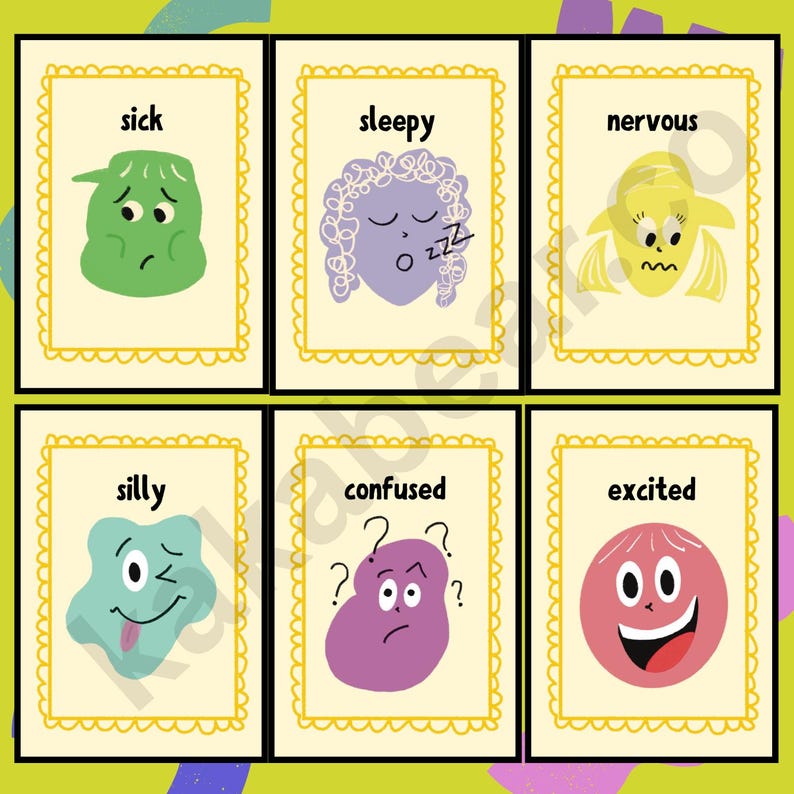 Feelings Poster & Flashcards for Kids | Printable Emotion Chart A4 PDF ...