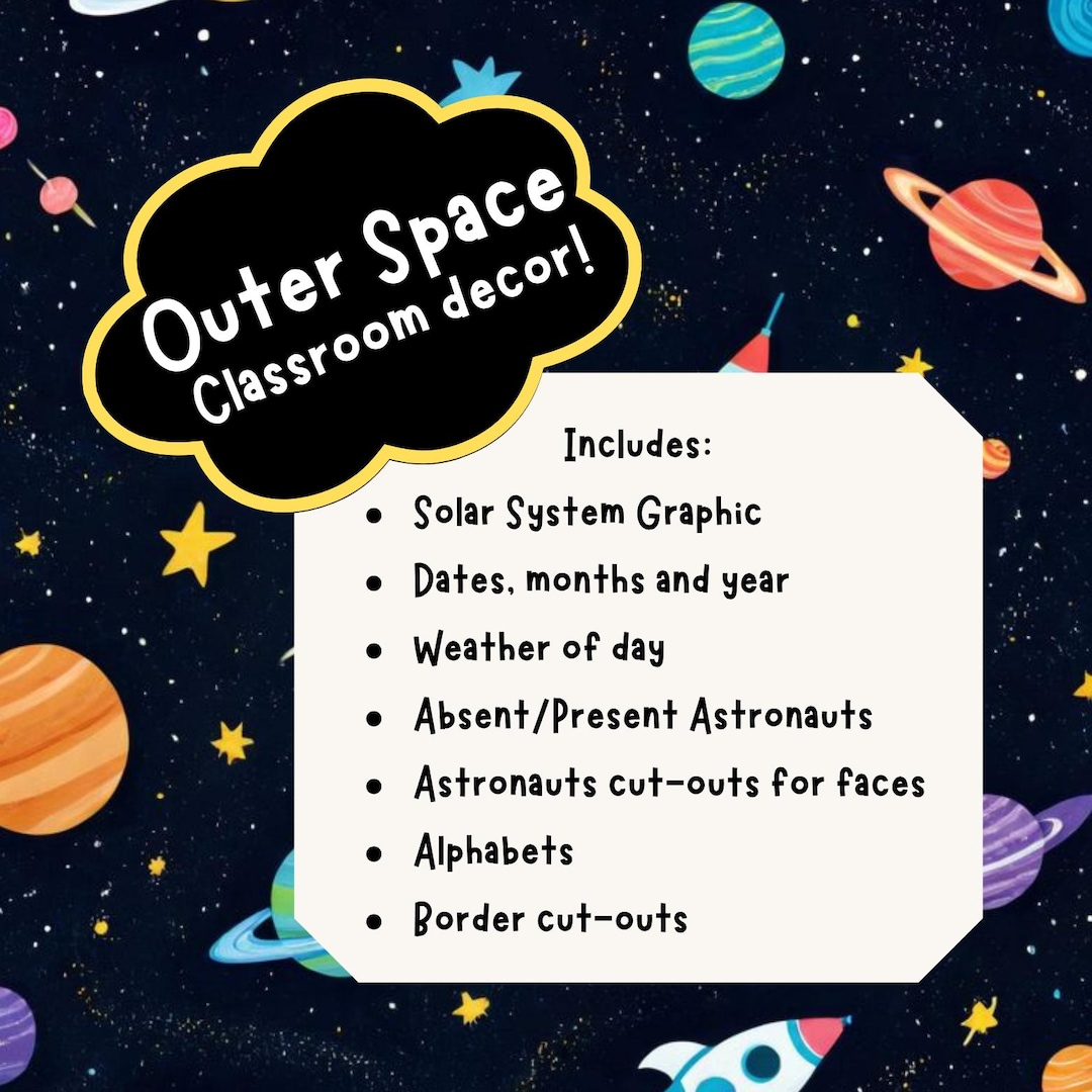 Outer Space Classroom Decor Printable – Preschool Wall Art – Space ...