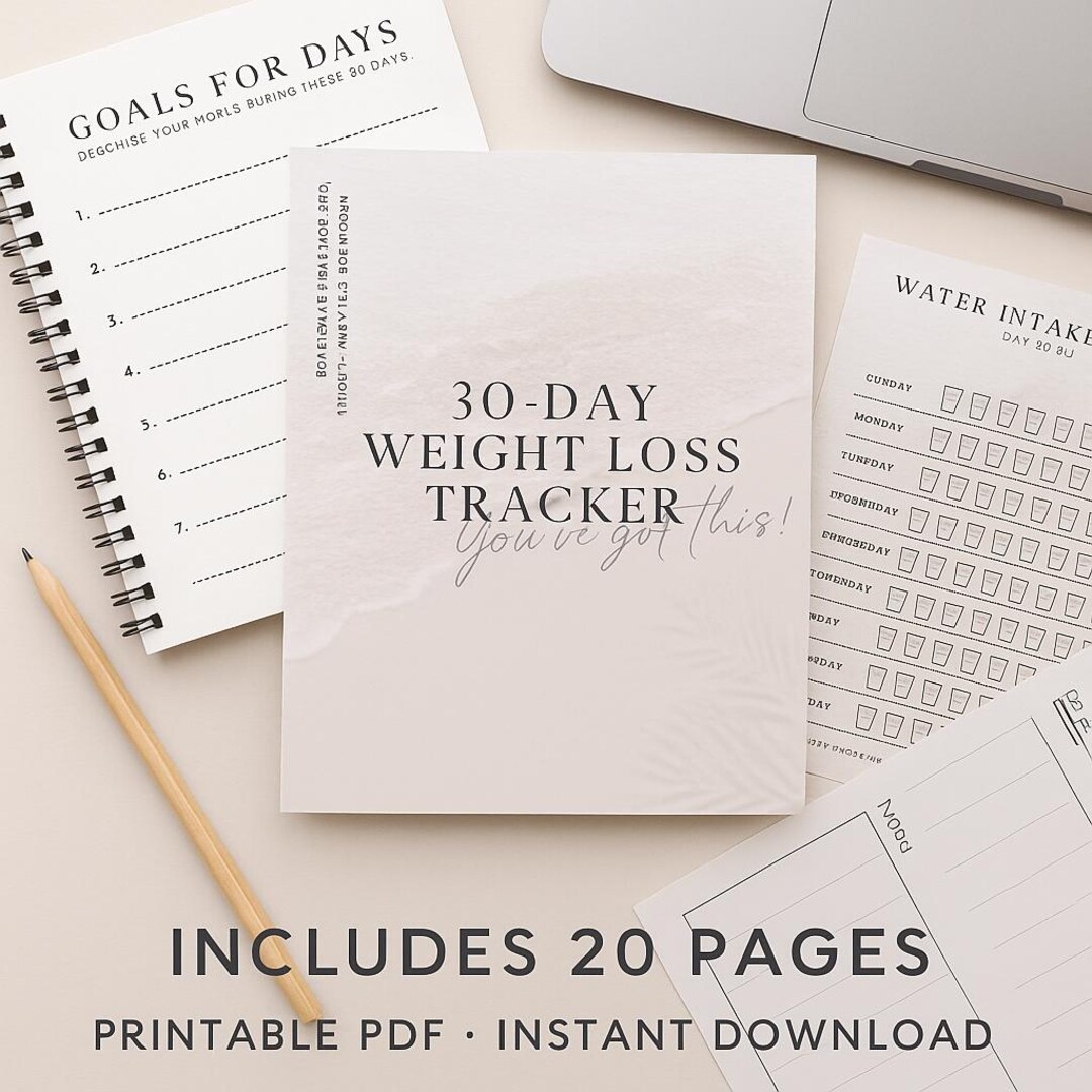 30-day Weight Loss Tracker | A4 Printable PDF | Diet Journal | Fitness ...