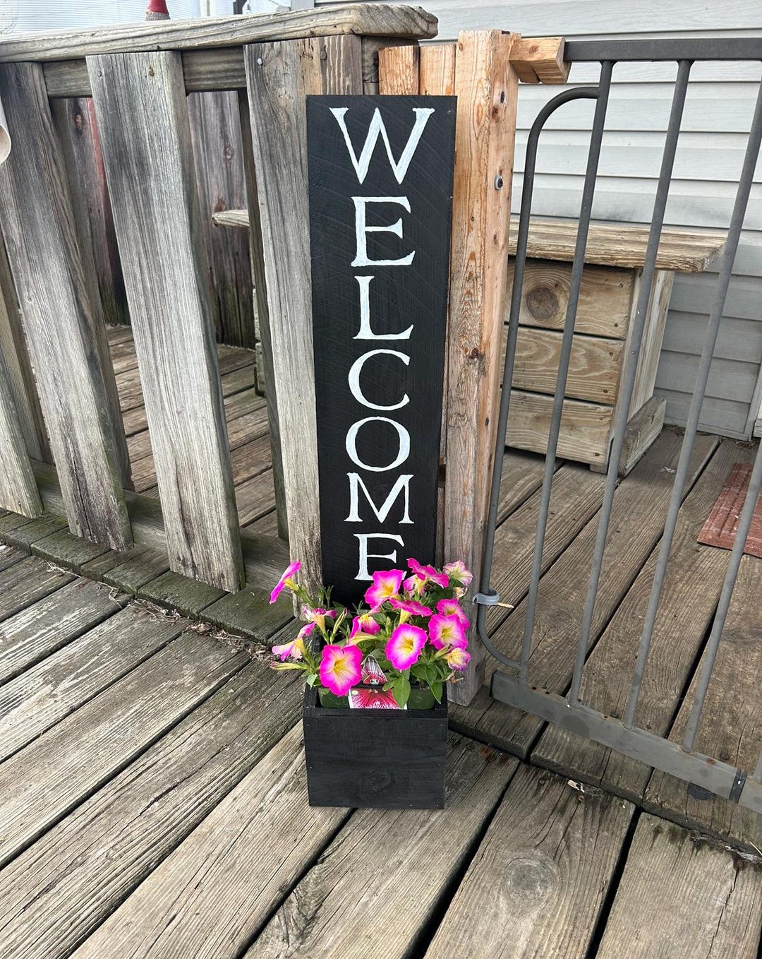 Welcome Sign - Planter Flower Box - Etsy