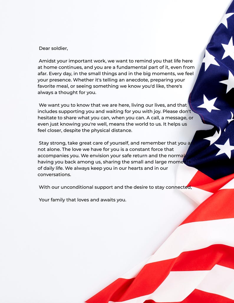 Heartfelt Letter for Deployed Soldier | Support, Pride, Longing ...