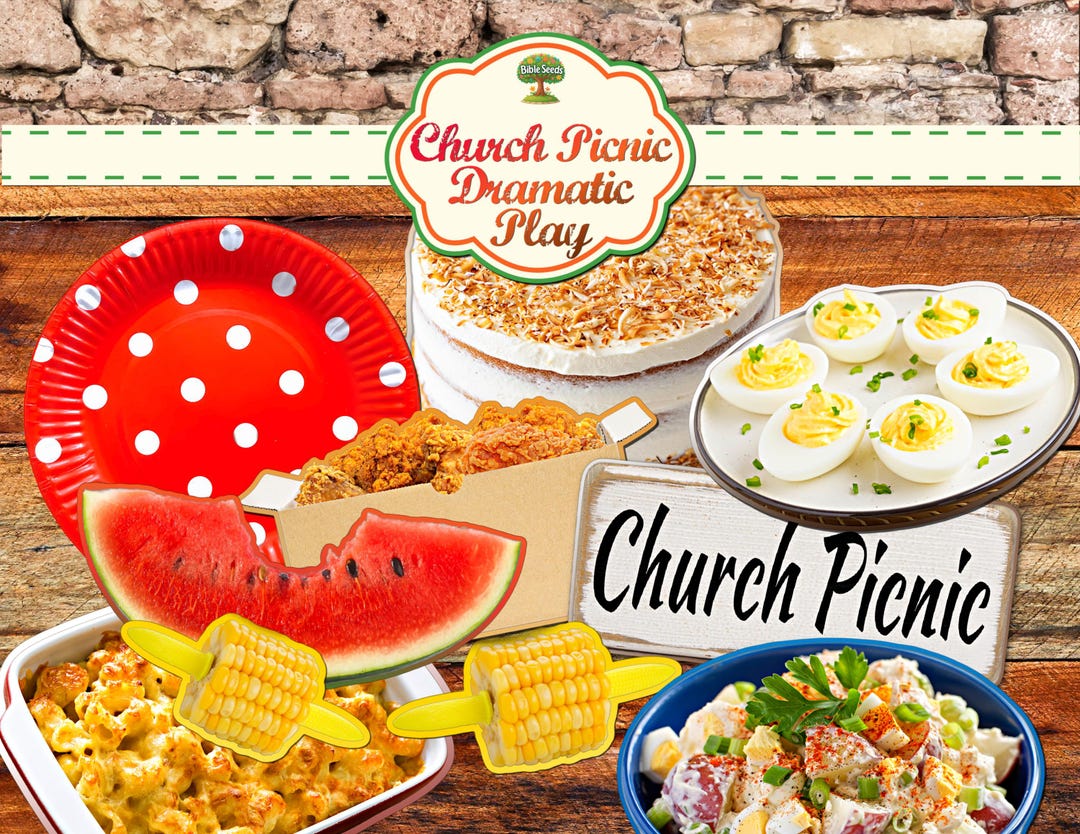 Church Picnic Dramatic Play, Printable Food, Christian Activity, Sunday ...