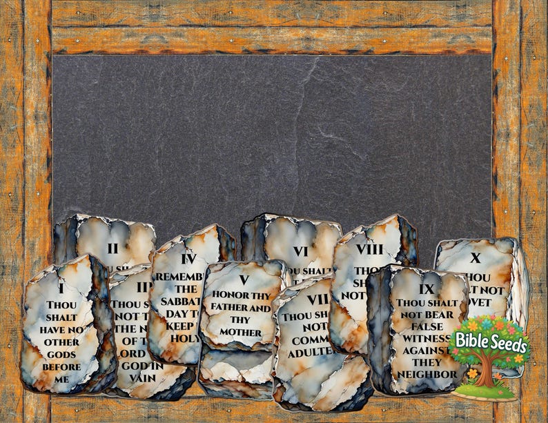 Ten Commandments Bulletin Board Cutouts, Religious Cutouts, Sunday ...